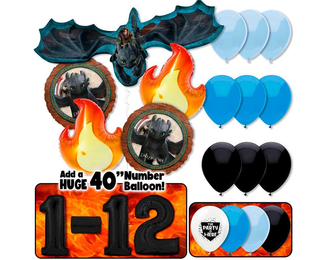 How to Train Your Dragon Toothless Balloon Kit W/ Optional Black Number ...