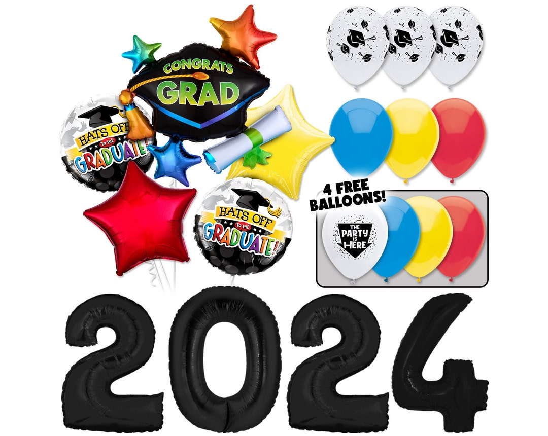 2024 Colorful Grad Graduation Balloons Bouquet Kit for Kids Congrats ...