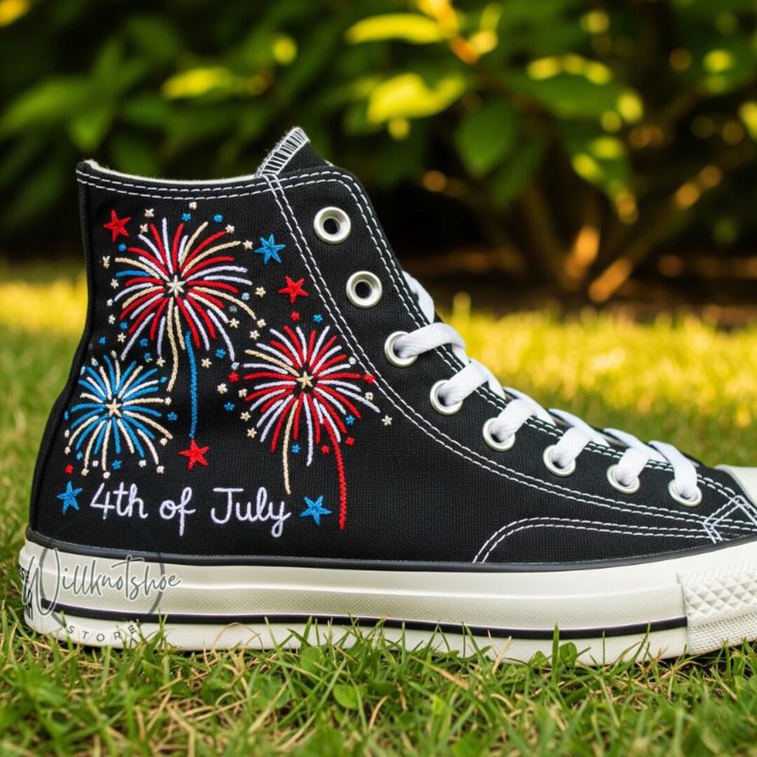 Custom 4th of July Patriotic Embroidered Chuck Taylor High Top Converse ...