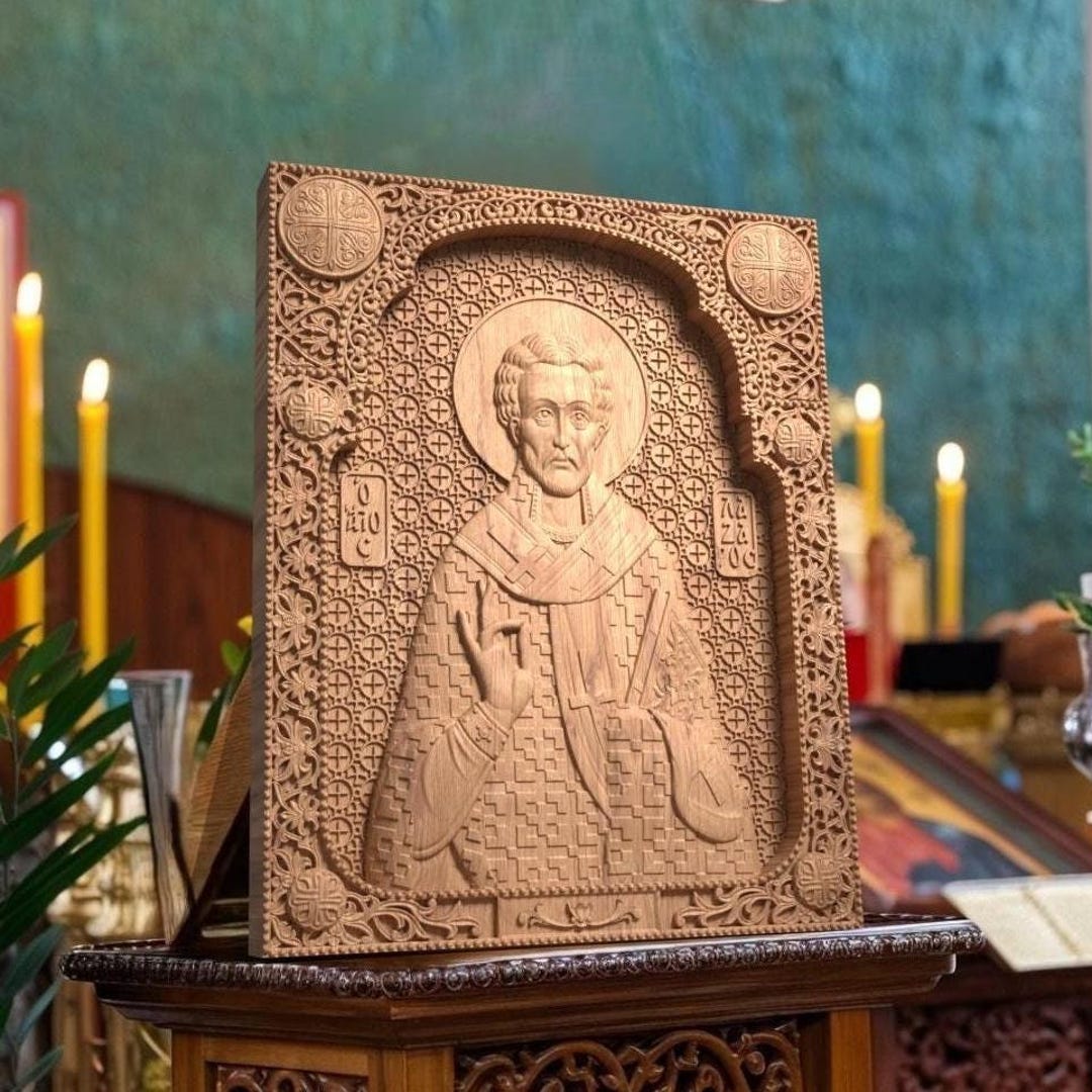 Saint Lazarus Wooden Carved, Hand Painted, Christian Religious Icon ...