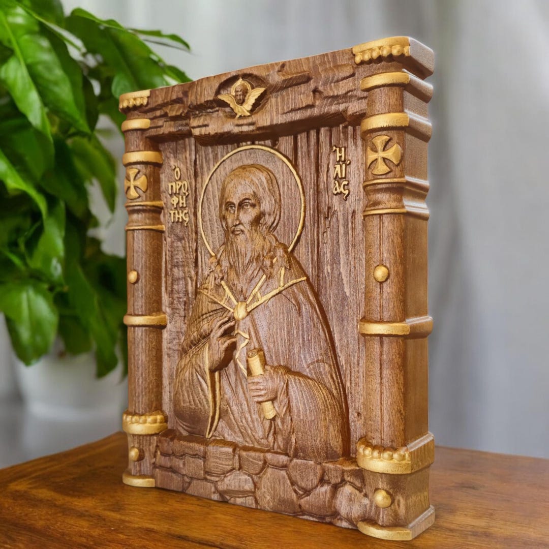 Prophet Elijah Wooden Carved Handcrafted Christian Religious Icon ...