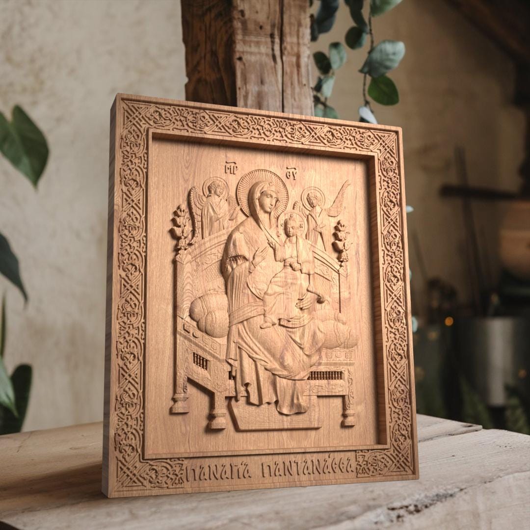 Virgin Mary Queen of All Wooden Carved Handmade Christian Icon ...