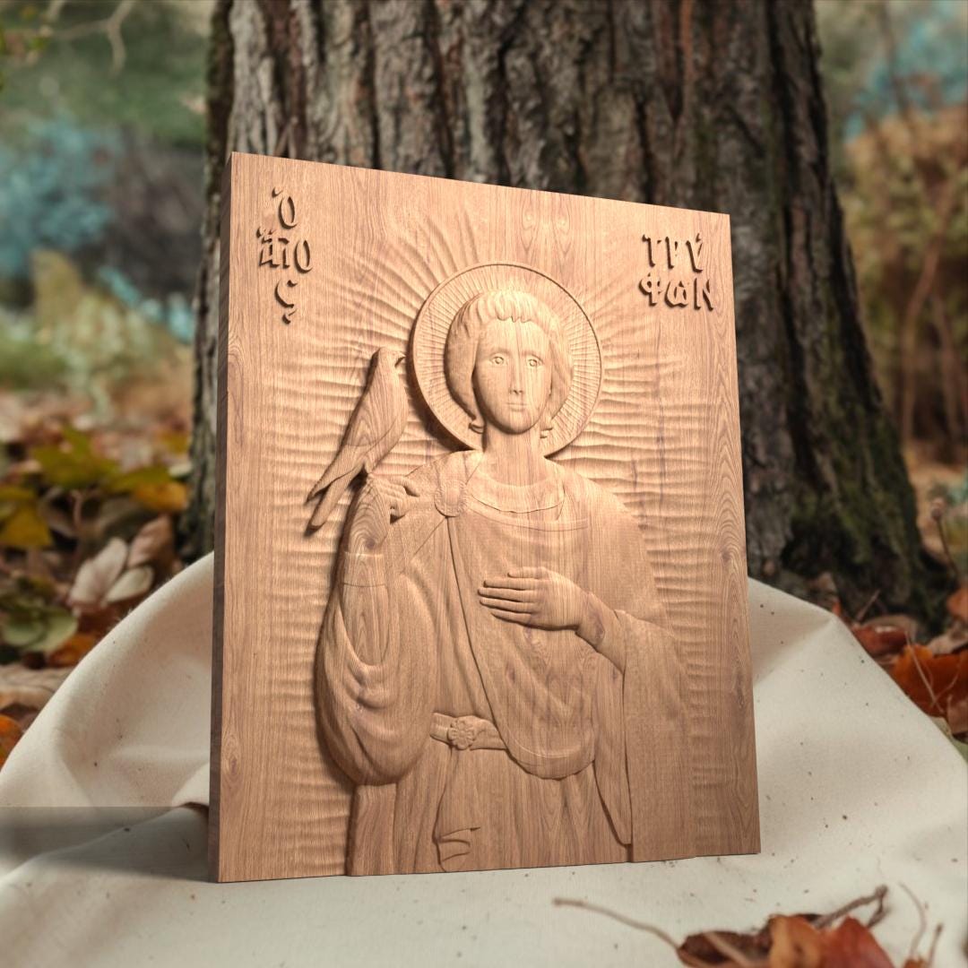 Saint Tryphon Wooden Carved Handmade Christian Icon. Byzantine Greek ...
