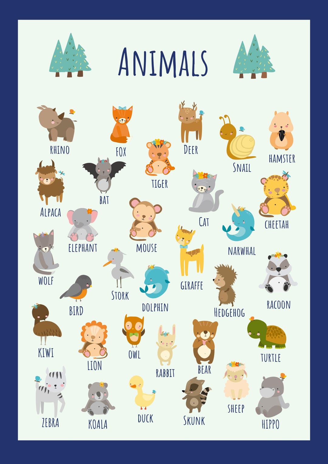 Animal Poster - Etsy
