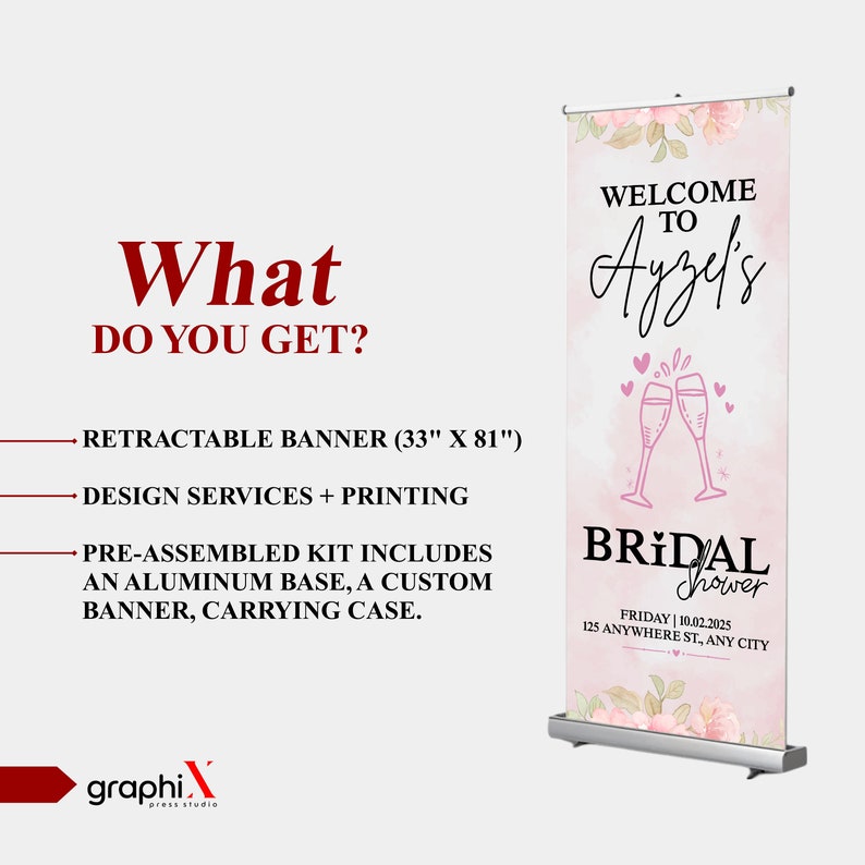Custom Bridal Shower Sign Personalized Retractable Banner Bridal Shower ...
