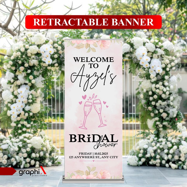 Custom Bridal Shower Sign Personalized Retractable Banner Bridal Shower ...