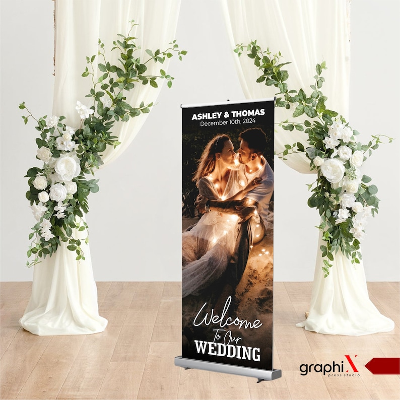 Custom Wedding Retractable Banner Welcome Sign Roll up Banner ...