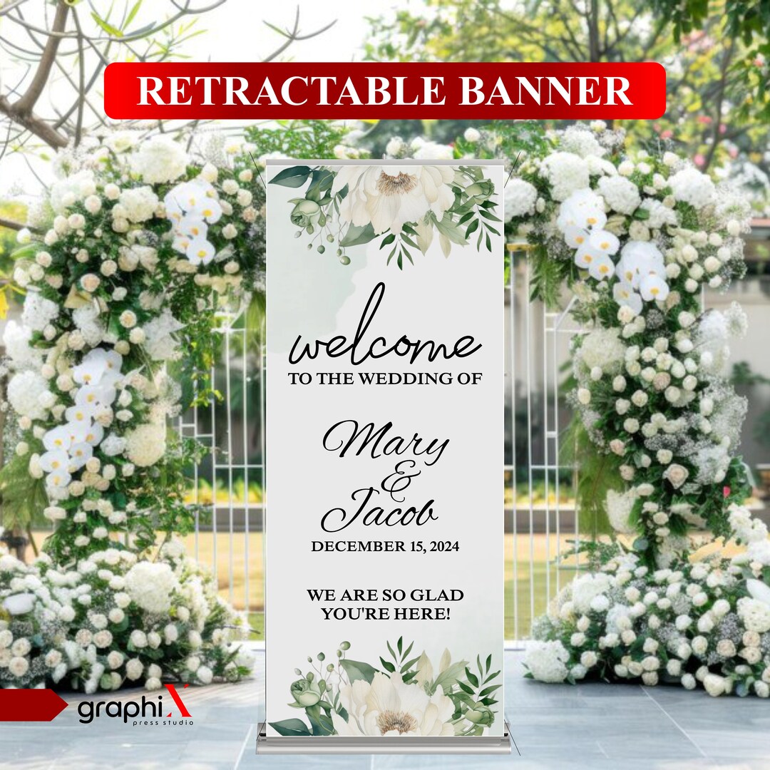 Wedding Welcome Retractable Sign Custom Wedding Retractable Stand ...