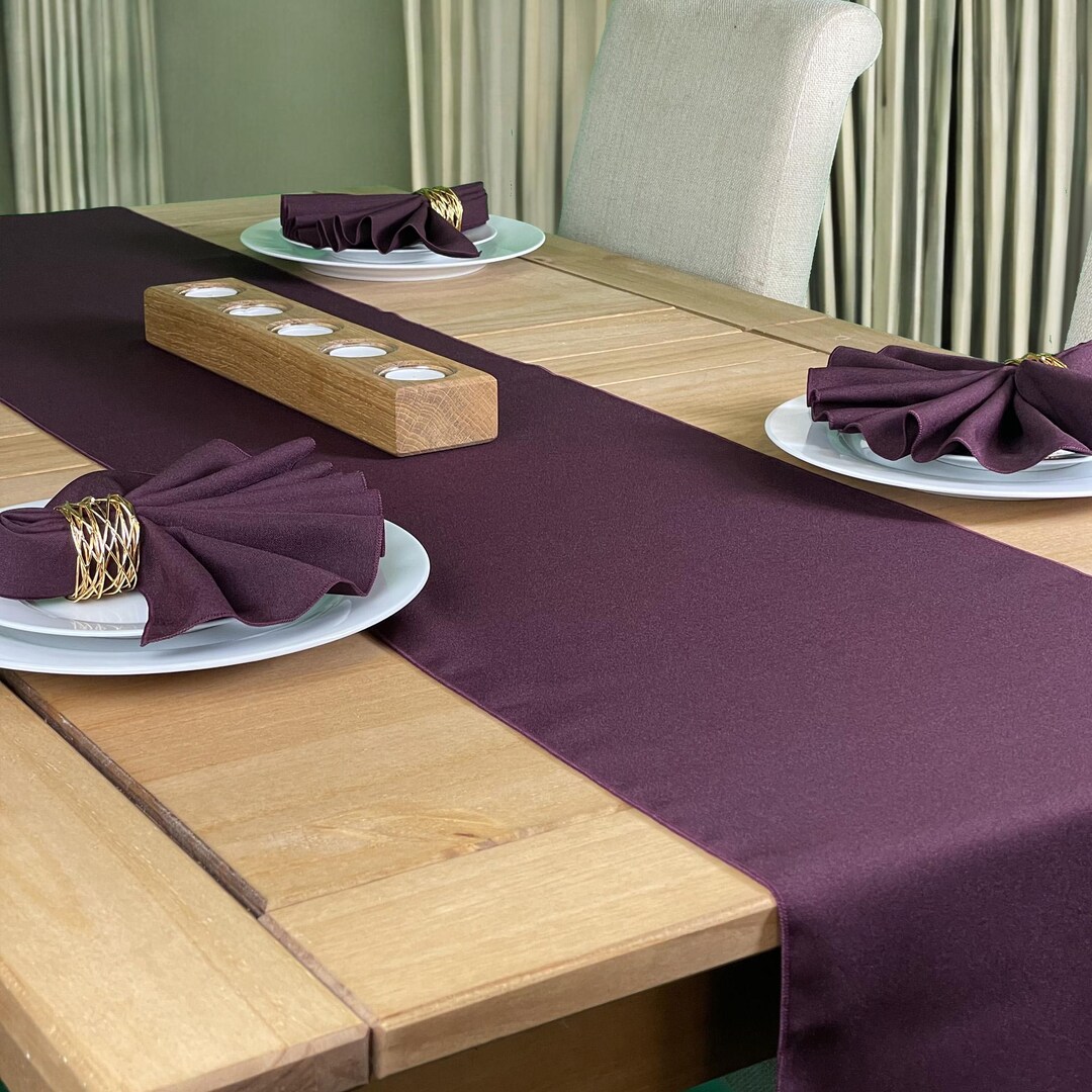 Dark Burgundy Table Runner and Napkin Set - Etsy
