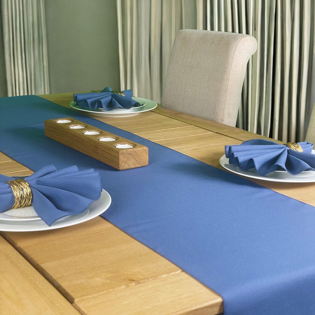 Airforce Blue Table Runner and Napkin Set - Etsy