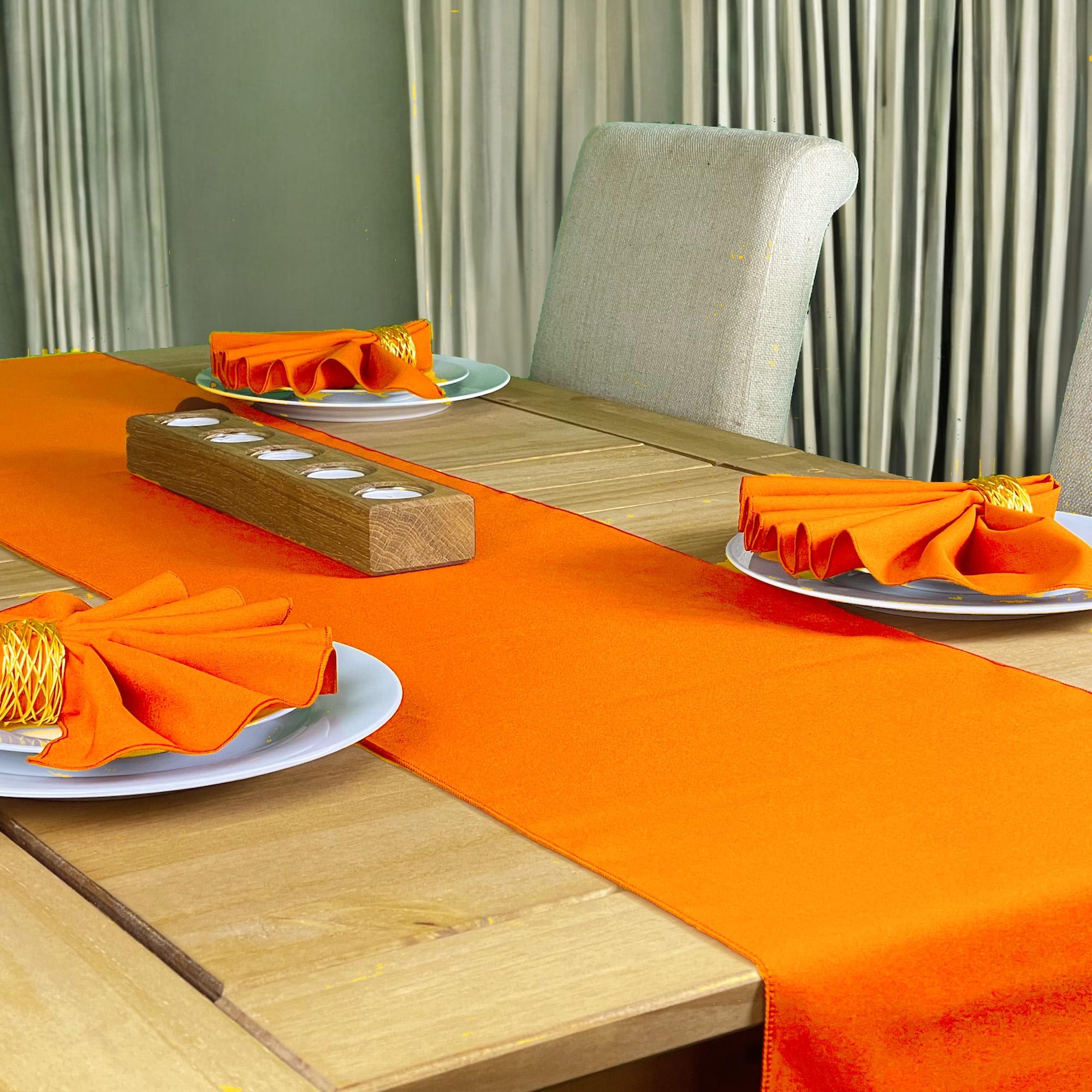 Orange Table Runner and Napkin Set - Etsy