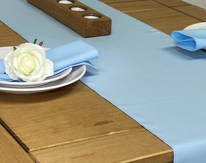 Sky Blue Table Runner for End Tables or Wedding Altar, Solid Blue ...