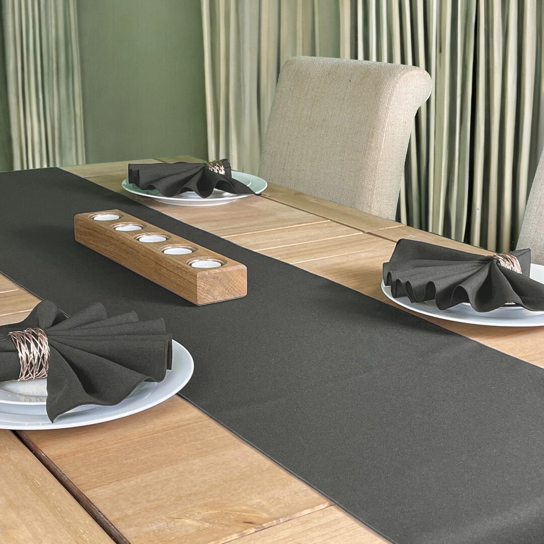 Dark Grey Table Runner and Napkin Set - Etsy