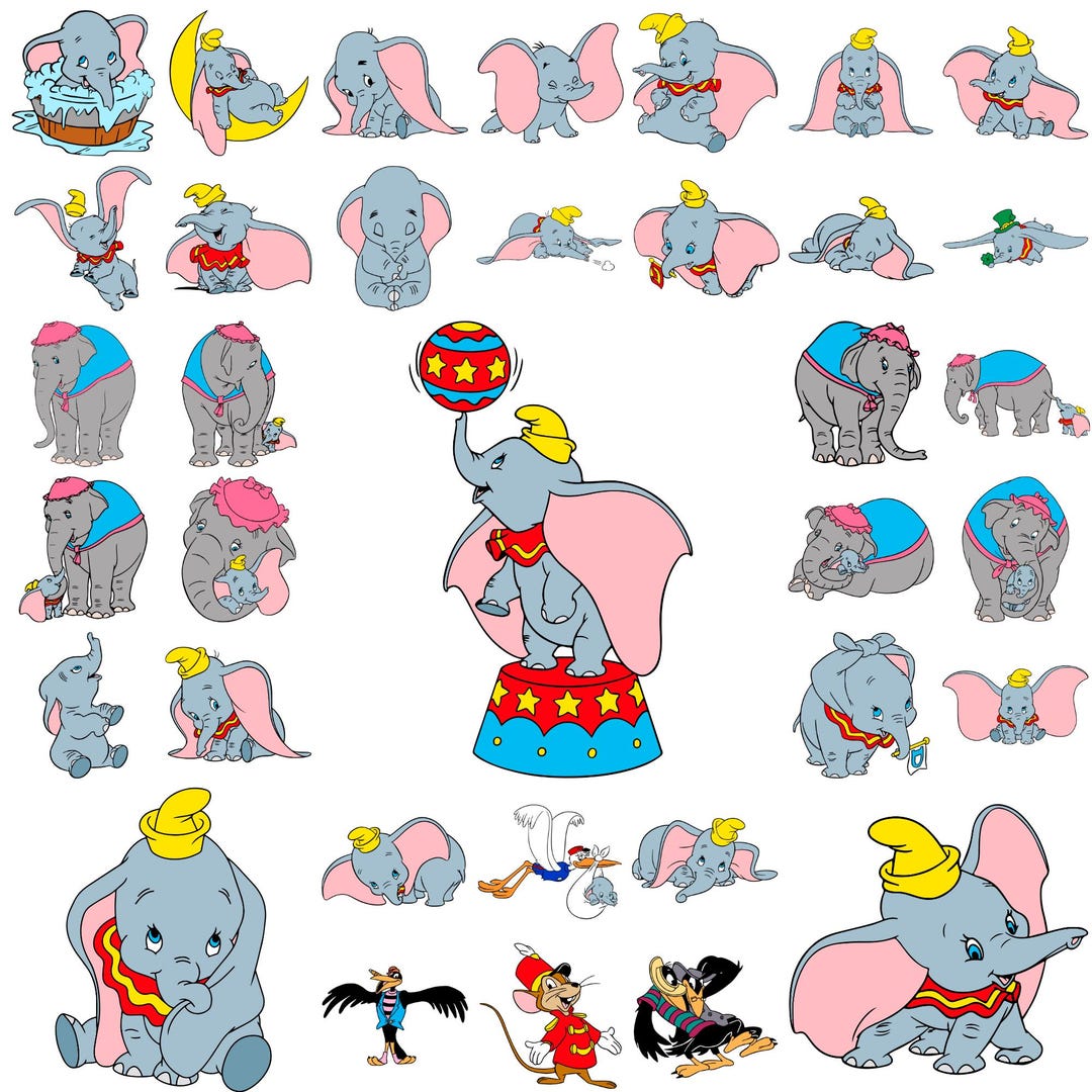 Dumbo SVG Bundle, Dumbo Birthday SVG, Layered Svg & Pngfiles, Timothy ...