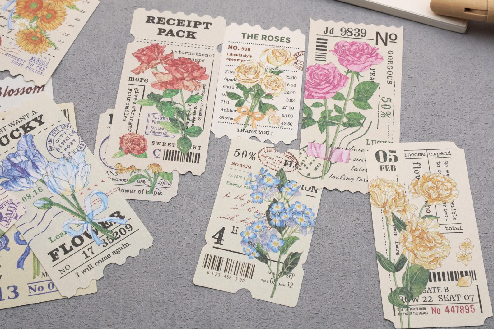 30pcs Flower Collage Receipt Paper | Bloom Blossom Petal Rose Orchid ...
