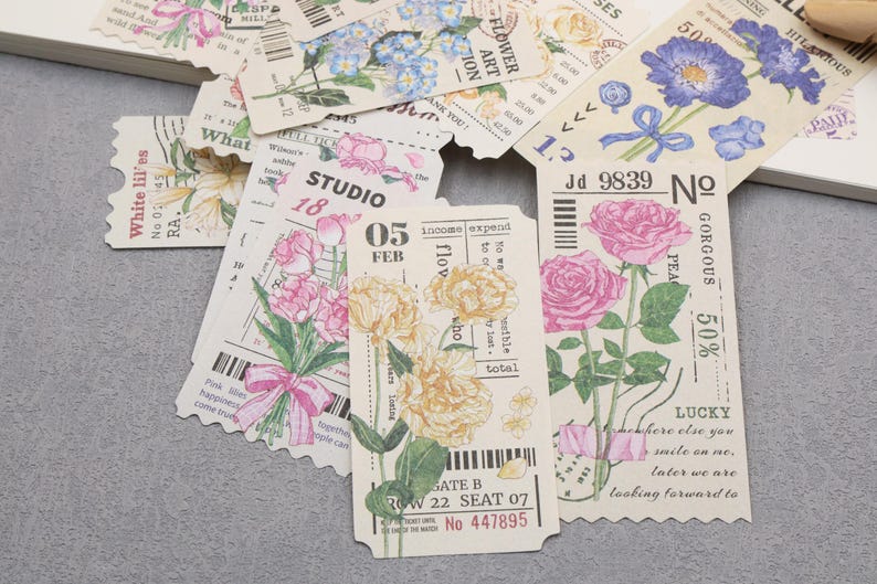 30pcs Flower Collage Receipt Paper | Bloom Blossom Petal Rose Orchid ...