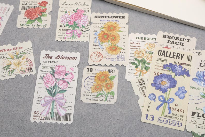 30pcs Flower Collage Receipt Paper | Bloom Blossom Petal Rose Orchid ...