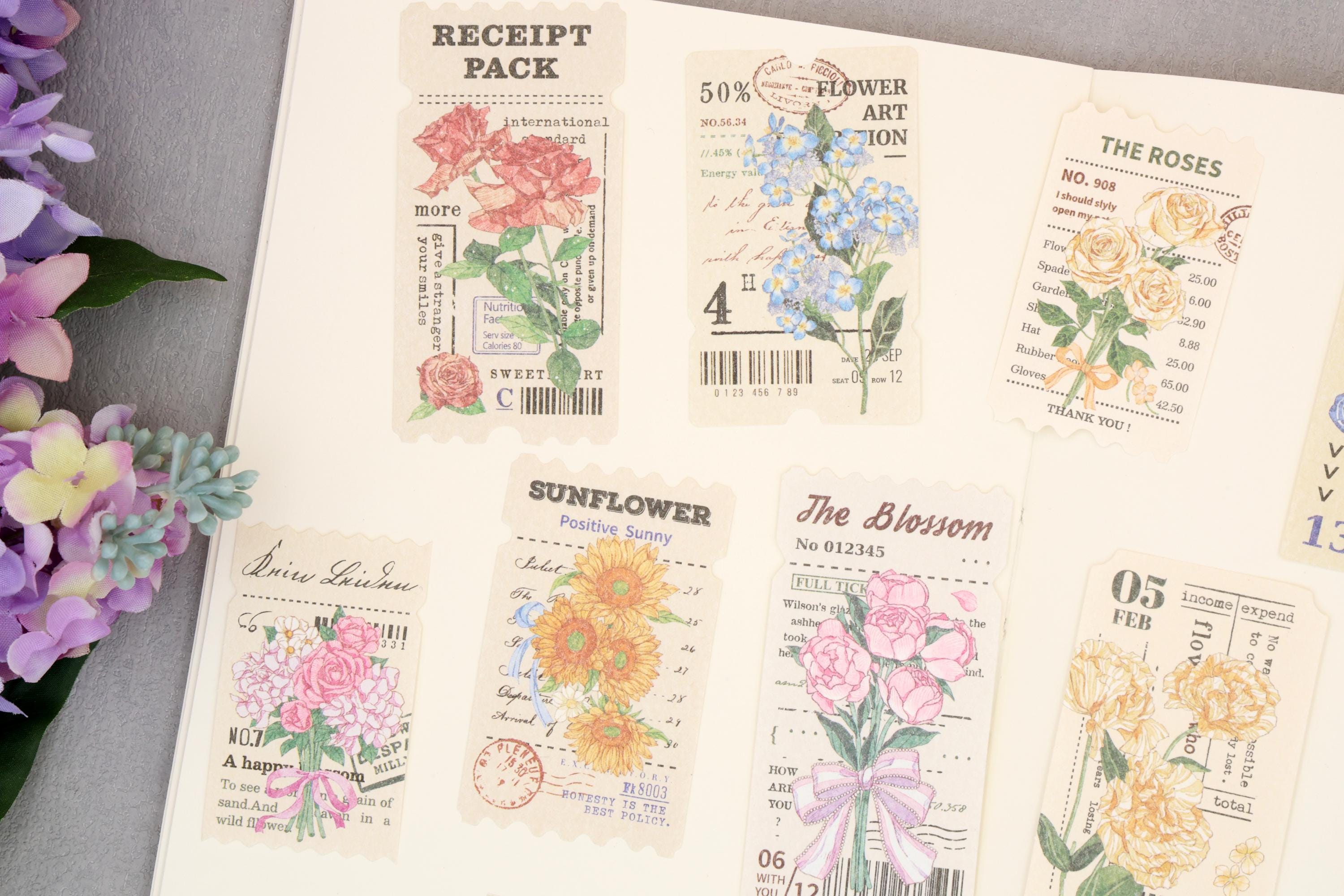 30pcs Flower Collage Receipt Paper | Bloom Blossom Petal Rose Orchid ...