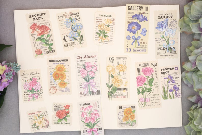 30pcs Flower Collage Receipt Paper | Bloom Blossom Petal Rose Orchid ...