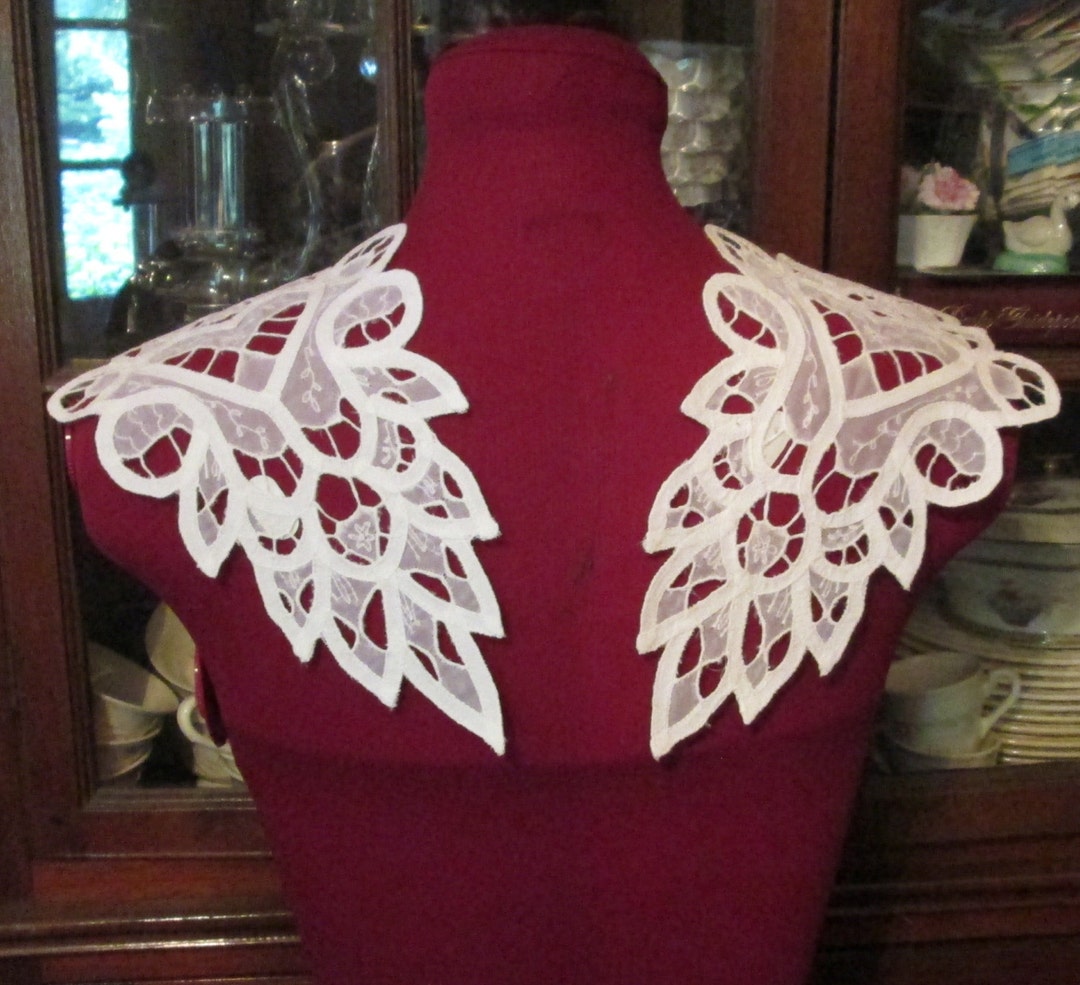 Lace Collar Battenburg 2 Piece Vintage Tape Lace White Sewing Trim New ...