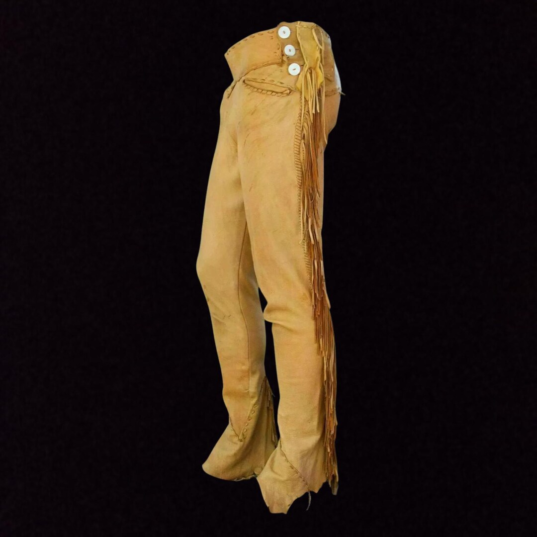 Men's Western Hippie Native American Ragged Style Men's Buffalo Leather ...