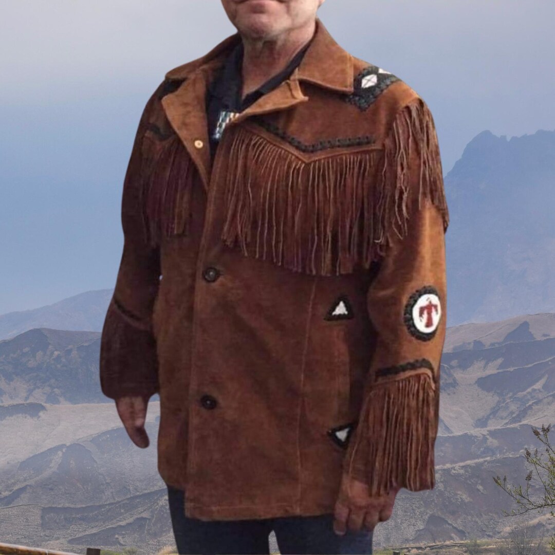 Men's Native American Leather Fringe Jacket, Native American Leather ...