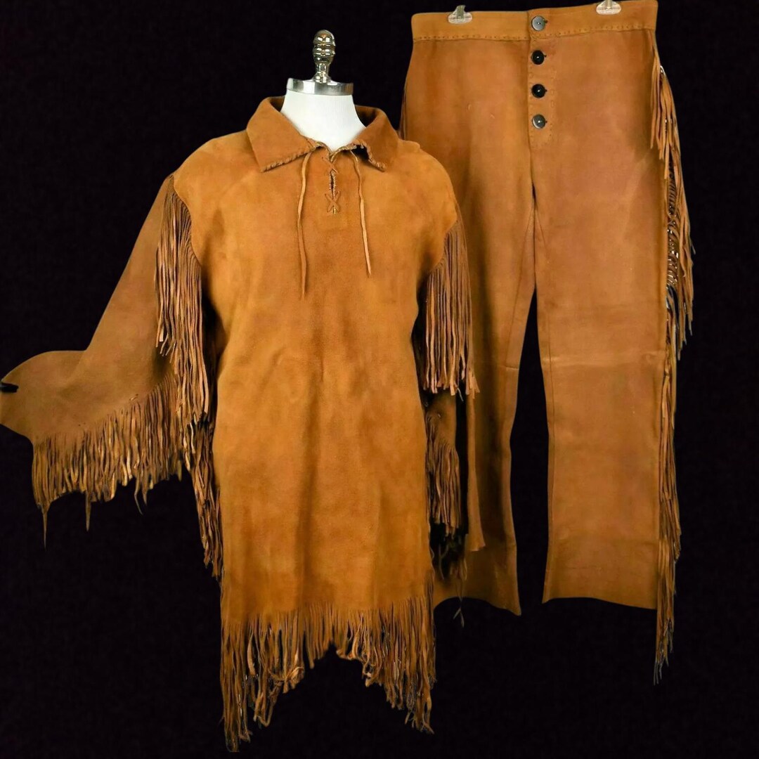 Traditional Native American Vintage Leather Fringe Men's Suit ...