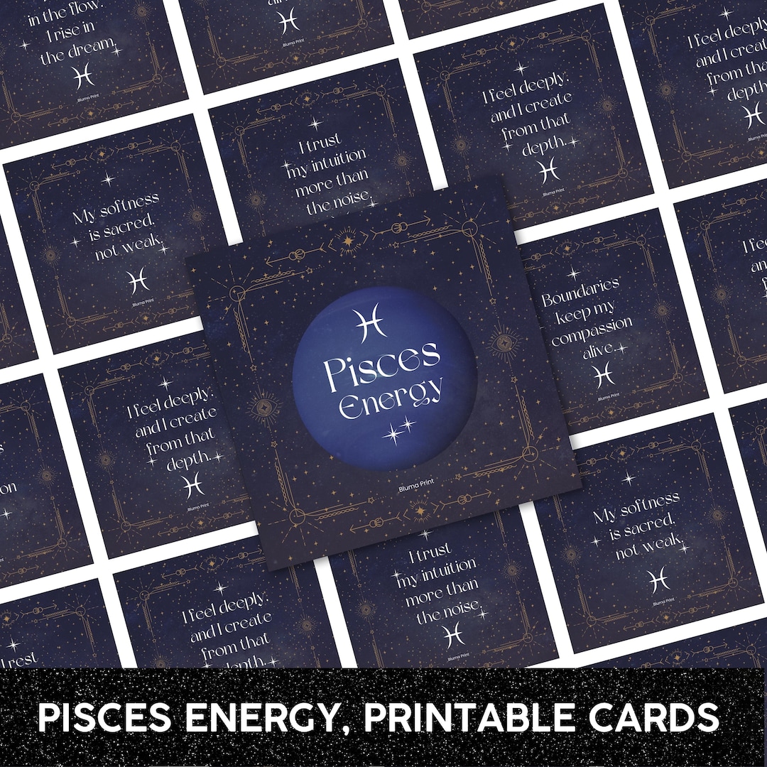 Pisces Energy Printable Cards – Zodiac Affirmations for Intuitive ...