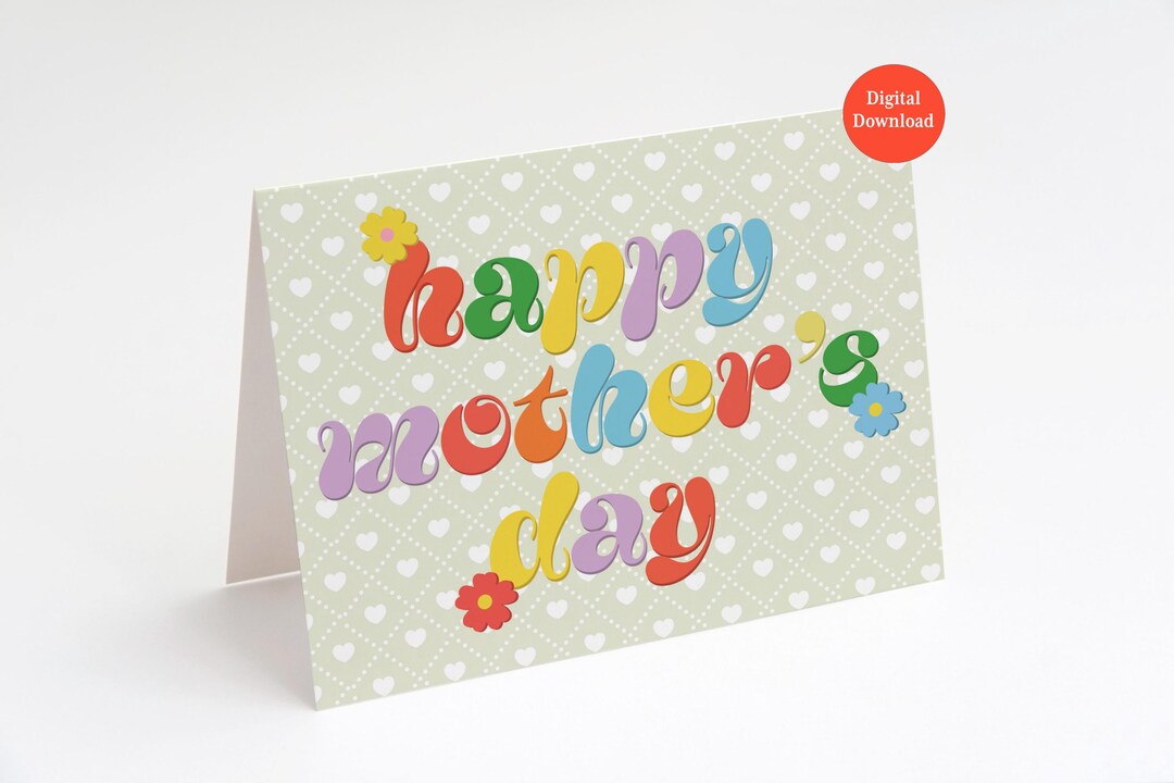 2 Sizes Mother's Day Printable Card, Mother's Day Folded Card Template ...