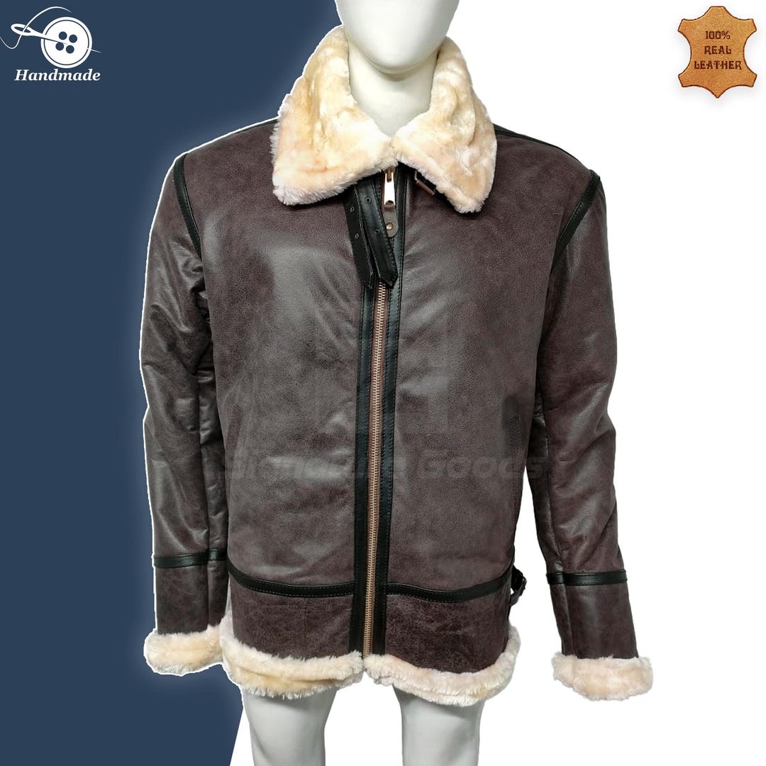Leon Kennedy RE4 Remake Jacket - Brown Leather Bomber Coat, Handmade ...