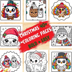 Christmas Coloring Pages/ Cute Christmas Activities/ Kawaii Christmas ...
