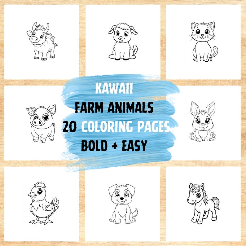 20 Farm Animals Coloring Pages for Kids/ Bold and Easy Animal Coloring ...