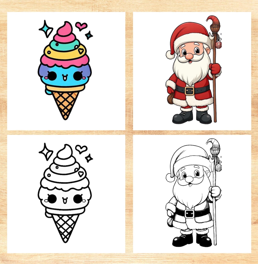 Christmas Kawaii Coloring Pages/ Kawaii Christmas Printable/ Cute ...