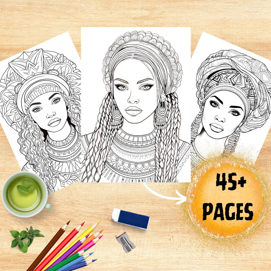 Black Women Coloring Pages/ Black Beauty Coloring Pages for Adults and ...