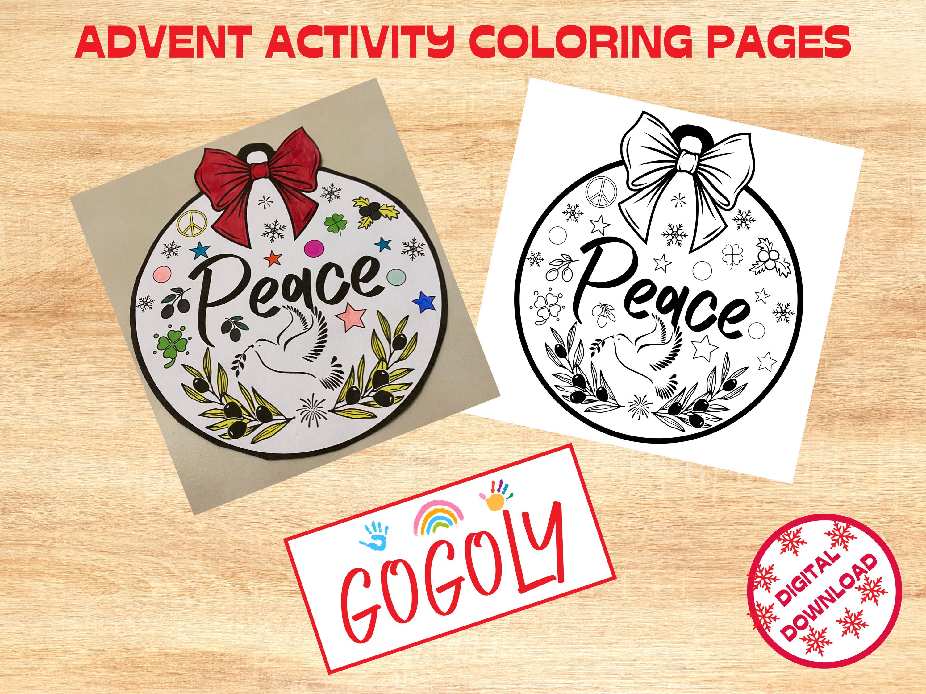 Advent Activity Coloring Pages for Kids and Adults/ Advent Love - Peace ...