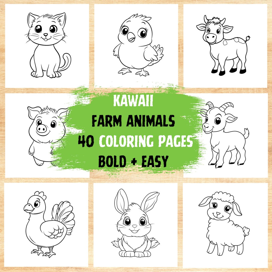 40 Farm Animals Coloring Pages for Kids/ Bold and Easy Coloring Pages ...