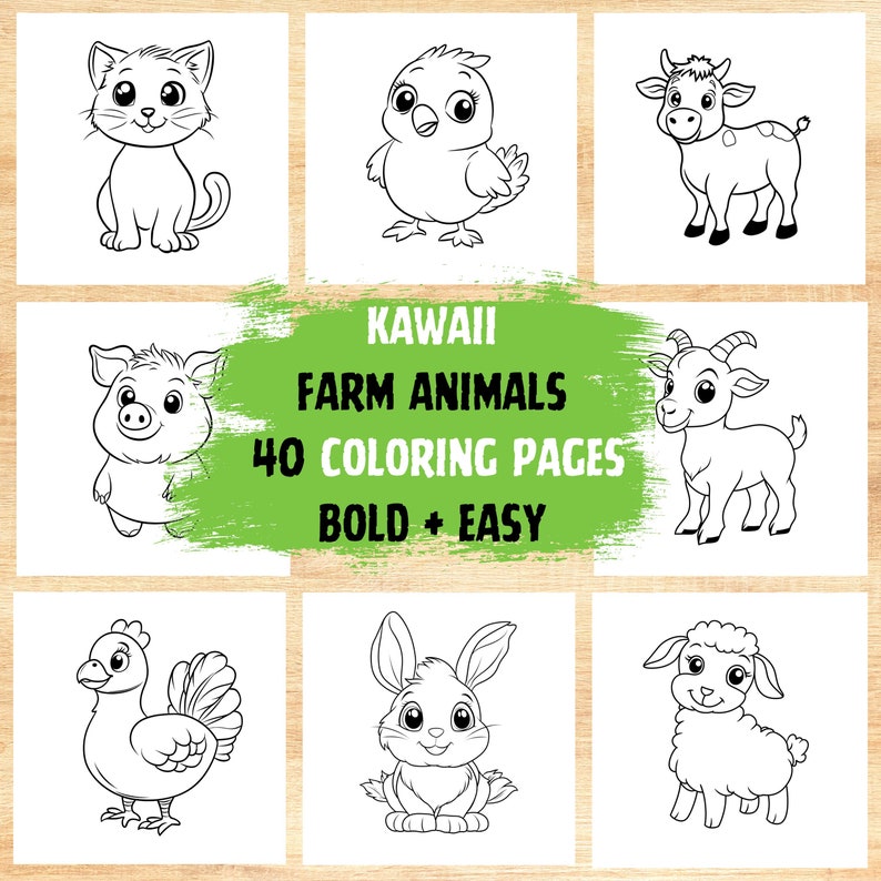 40 Farm Animals Coloring Pages for Kids/ Bold and Easy Coloring Pages ...