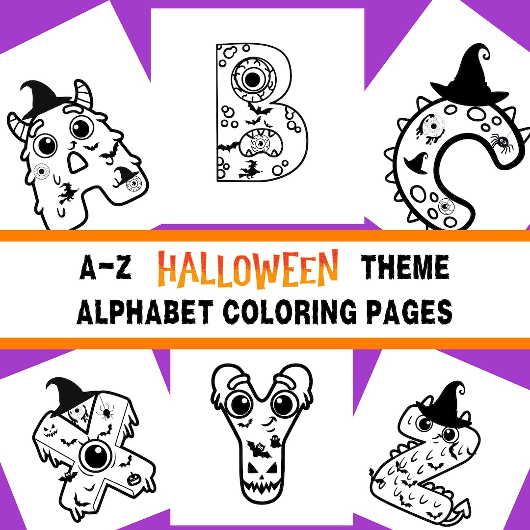Halloween Alphabet Coloring Book, Halloween A-Z Coloring Pages ...