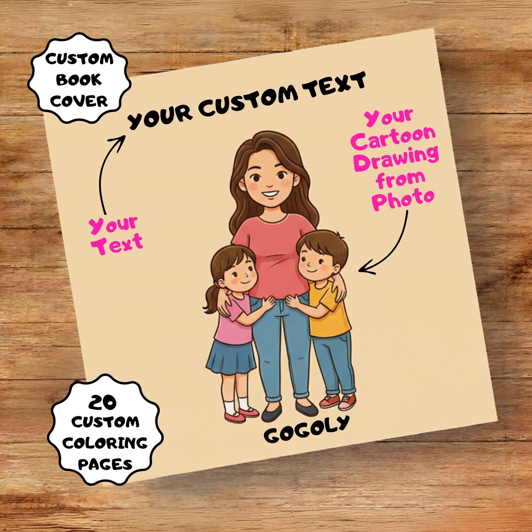 Custom Coloring Book From Photos, 20 Custom Coloring Pages With Custom ...