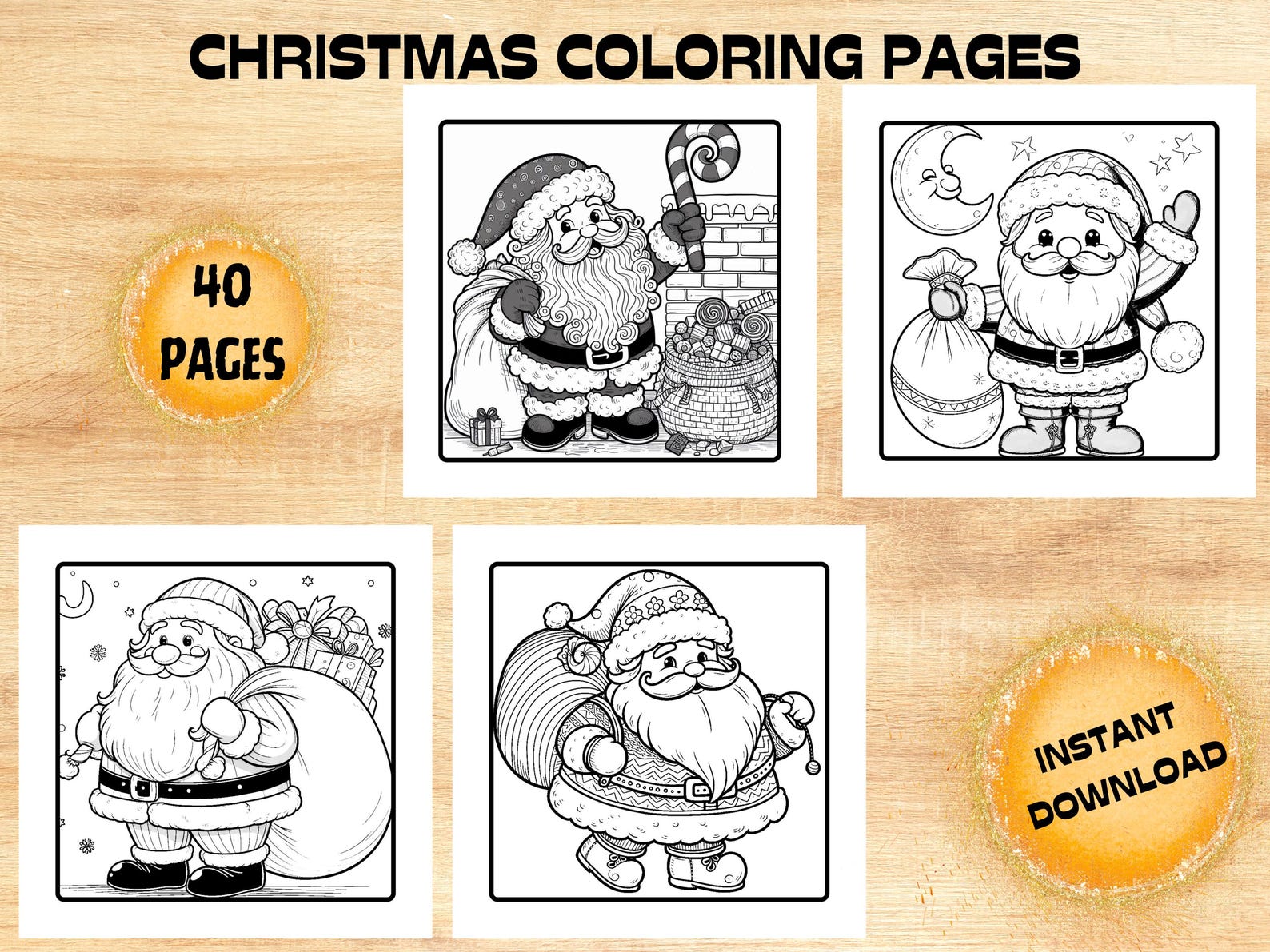 Christmas Santa Coloring Pages/ Christmas Last Minutes Gifts for Kids ...