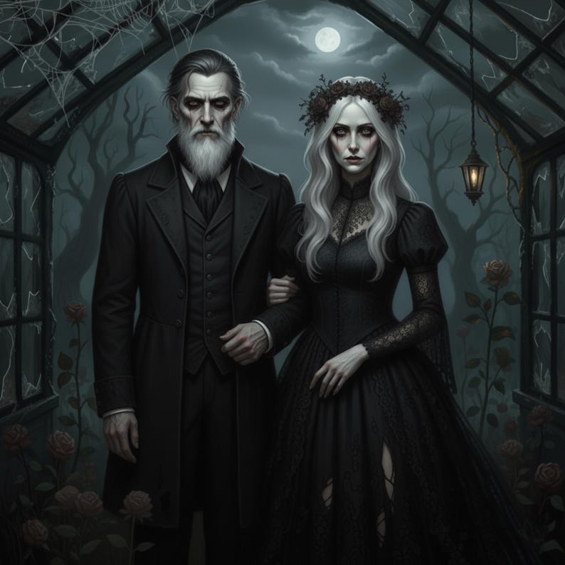Custom Gothic Family Portrait, Vampire Style Family Drawing With Kids ...