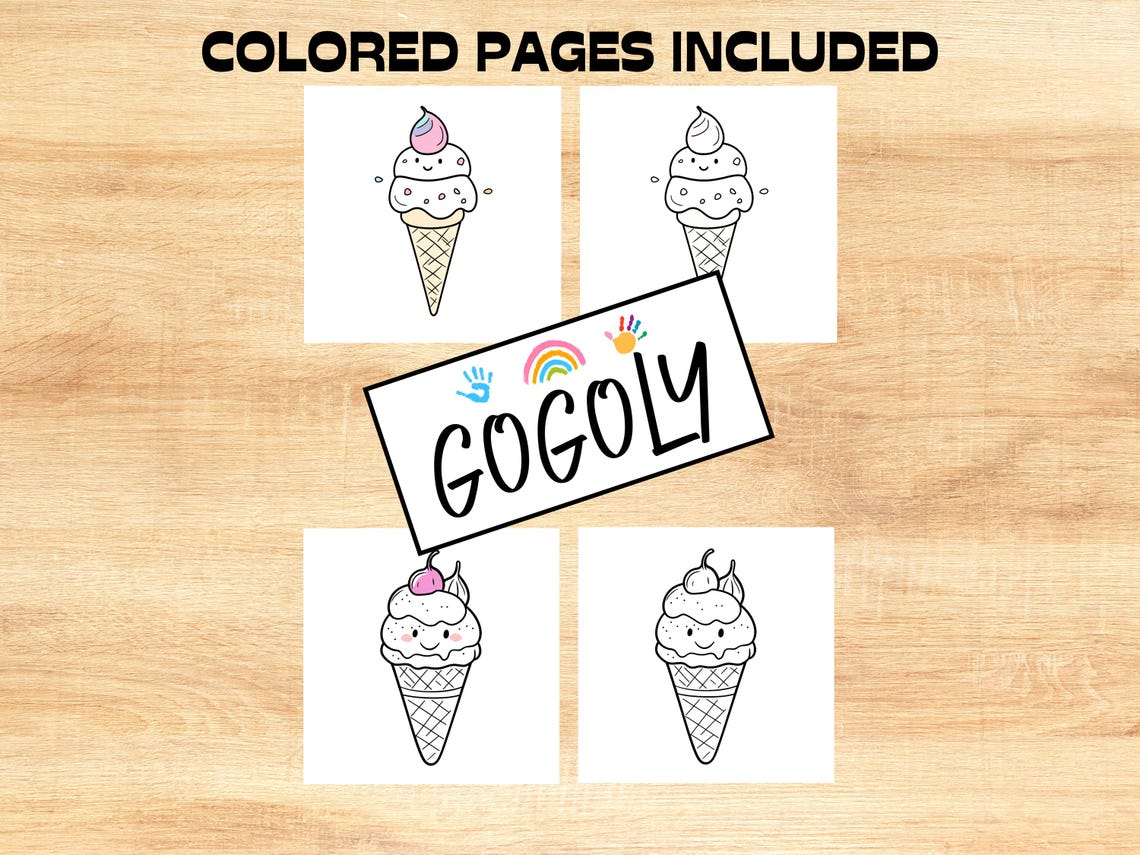 KAWAII Ice Cream Coloring Pages for Kids/ KAWAII Icecreams Coloring ...