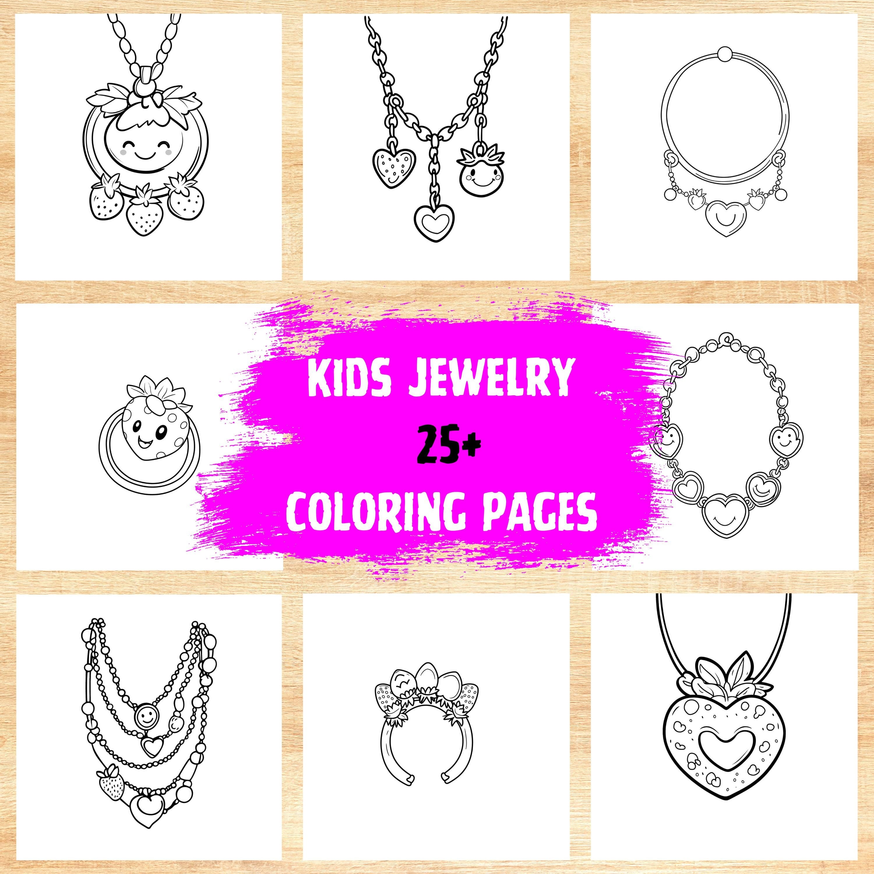 Kids Necklace Coloring Pages for Kids/ Kids Ring Coloring Book/ Cute ...