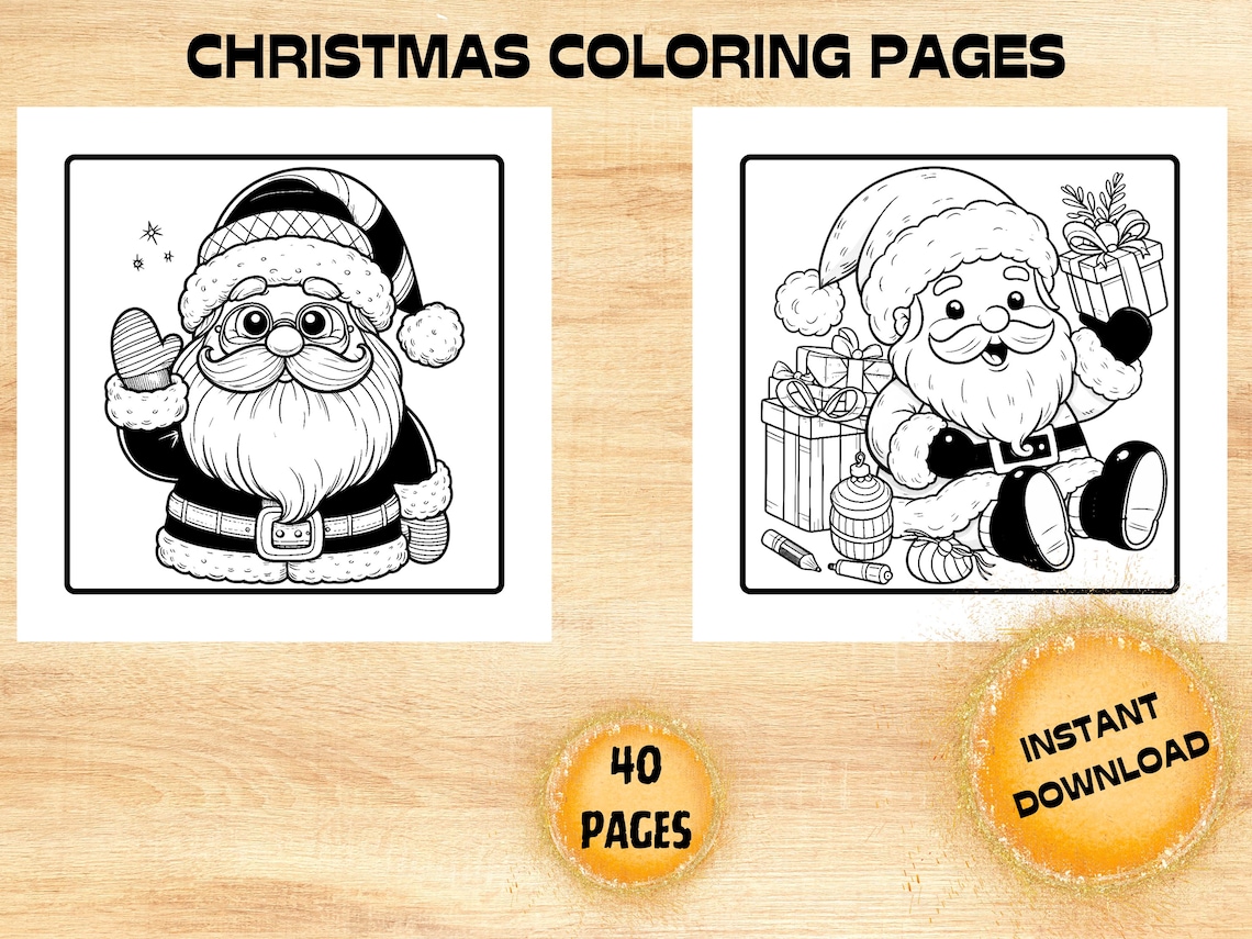 Christmas Santa Coloring Pages/ Christmas Last Minutes Gifts for Kids ...