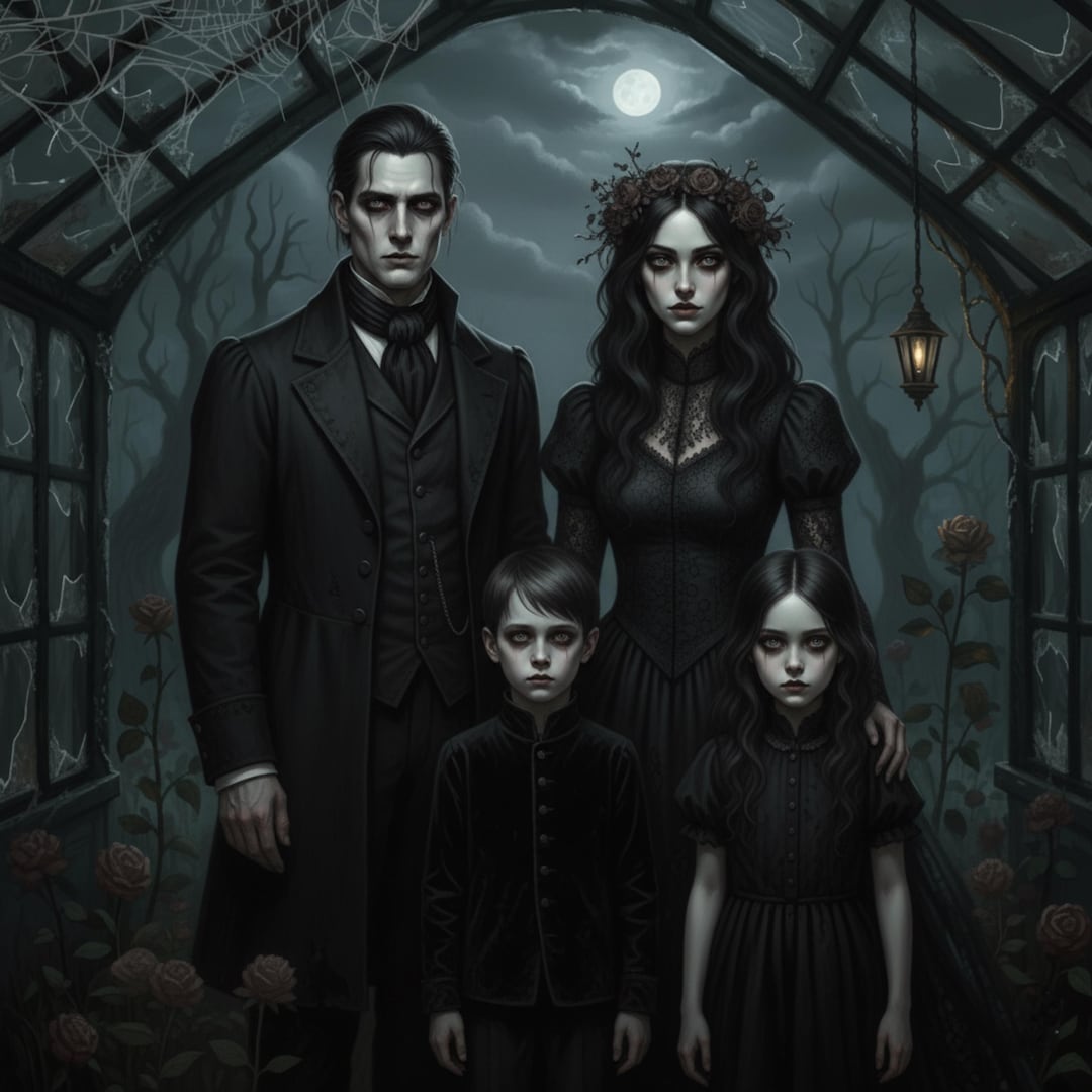 Custom Gothic Family Portrait, Vampire Style Family Drawing With Kids ...
