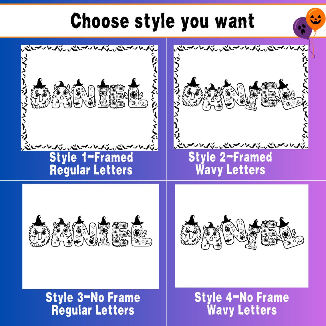 Halloween Custom Name Coloring Sheets, Spooky Alphabet Custom Word ...