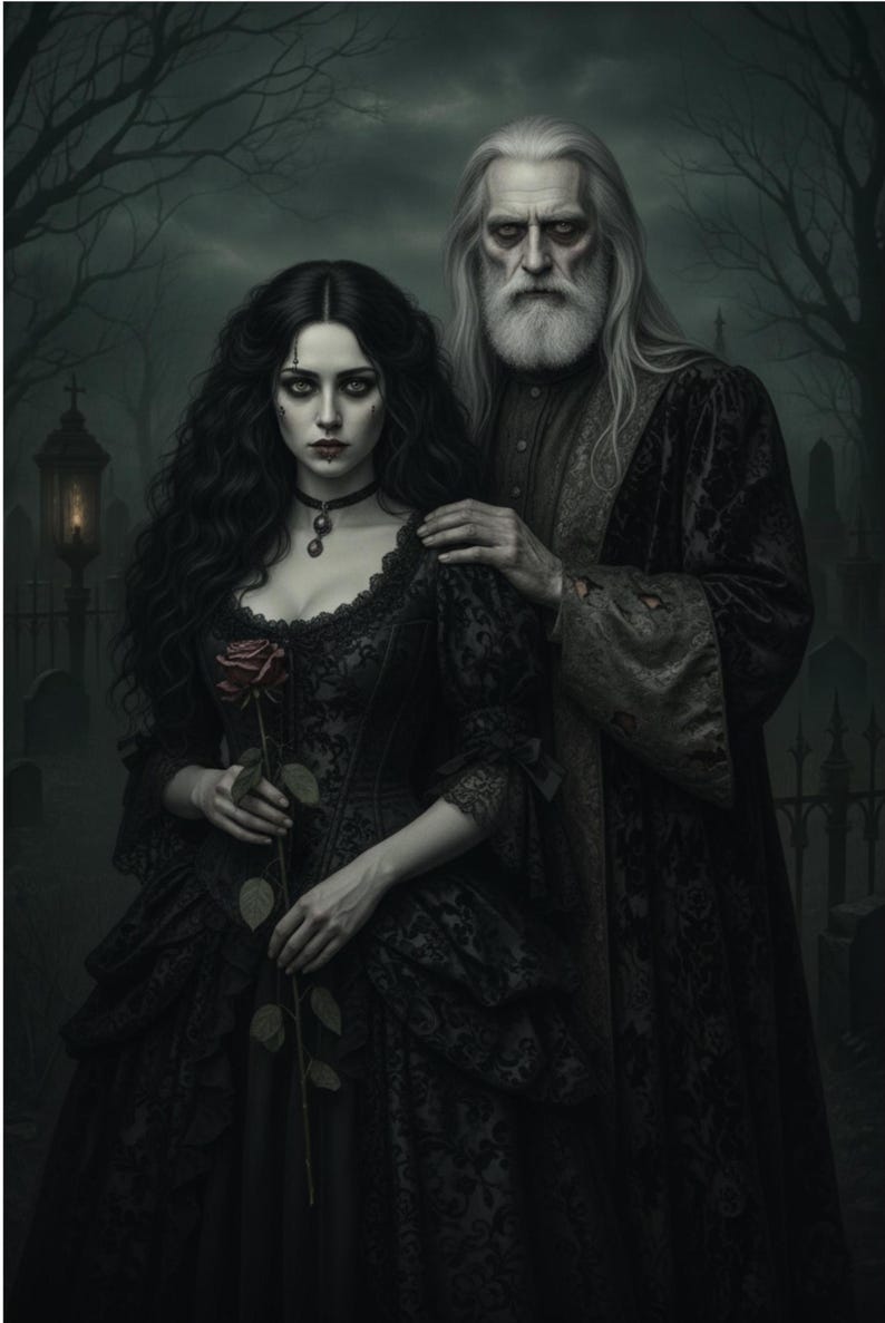 Custom Gothic Family Portrait, Vampire Style Family Drawing With Kids ...