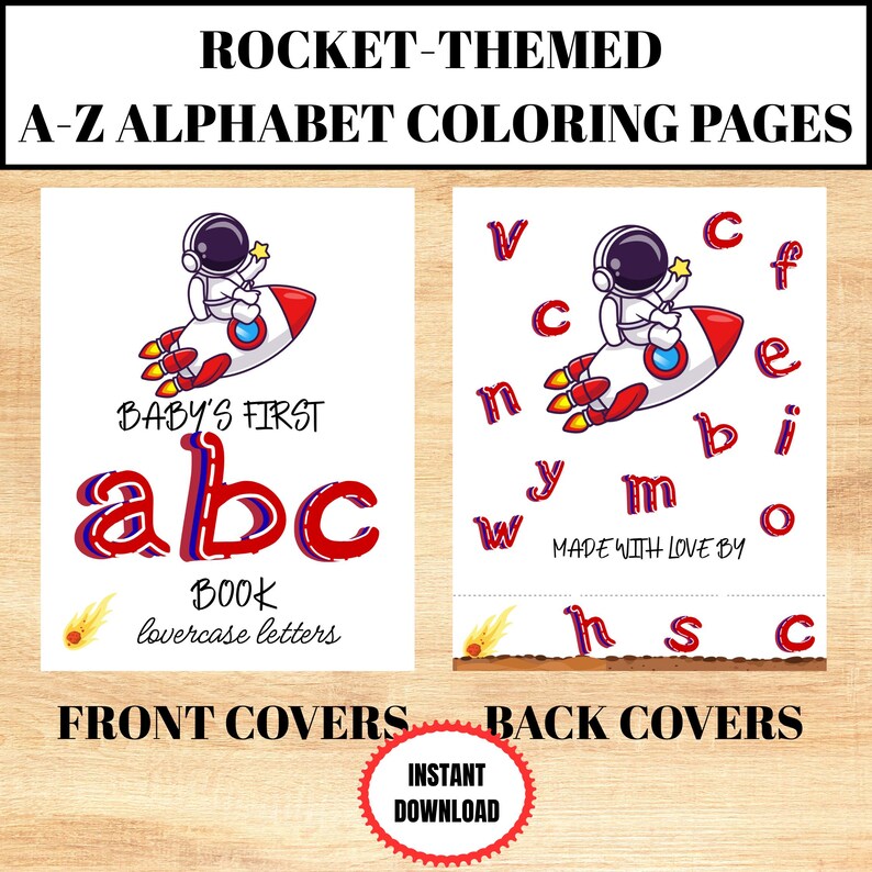 Rocket Themed Lowercase ABC Coloring Book for Kids, Alphabet Learning ...