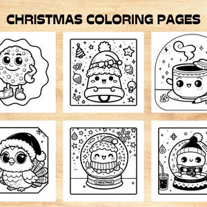 Christmas Coloring Pages/ Cute Christmas Activities/ Kawaii Christmas ...