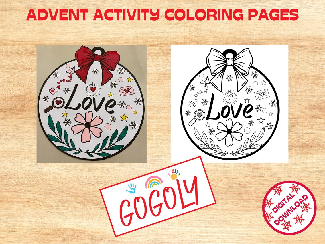 Advent Activity Coloring Pages for Kids and Adults/ Advent Love - Peace ...